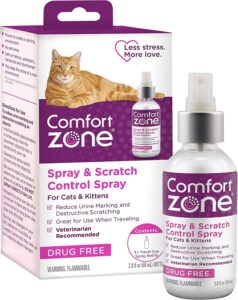 comfort zone spray & scratch control cat calming spray (2 x 2 oz (4 oz total))