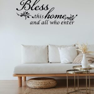 Decaltor Bless This Home and All who Enter - Vinyl Wall Decal Entryway Living Room Décor Art Letters Quotes Stencil