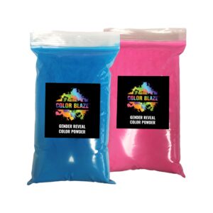 color blaze baby gender reveal powder - 1lb blue & 1lb pink colored power for boy or girl - for car & motorcycle burnout, color toss, photoshoot, and festival - pack of 2 bags with 1 pound - blue/pink