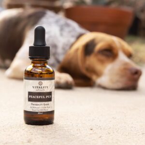 Peaceful Pup - Dog Anxiety & Stress Relief (by Vitality Extracts) - Natural Calm, Ease Anxiety & Stress, Aromatherapy, Lavender Essential Oil, Lemon Essential Oil, in Almond Oil Base