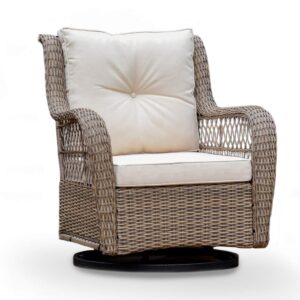 Tortuga Outdoor Rio Vista Swivel Glider, Single Chair, Sandstone Wicker and Cushions