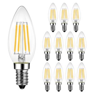 lvwit b11 led edison filament bulb dimmable 4.5w (60w equivalent), e12 candelabra base 2700k warm white candle light bulb, ul-listed (12 pack)