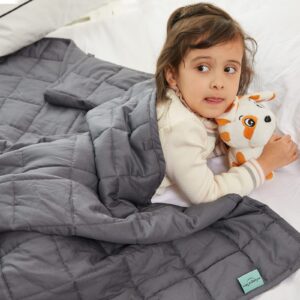 weighted idea small weighted blanket 5 lbs for kids and child 36''x48'' (100% natural cotton, dark grey)