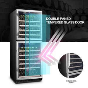 Lanbo Built-in Dual Zone Wine Cooler with Double-Layer Glass Door, 133 Bottle