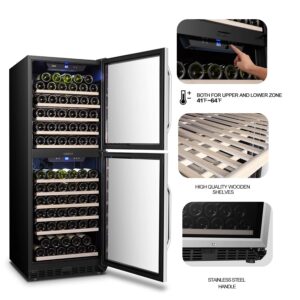 Lanbo Built-in Dual Zone Wine Cooler with Double-Layer Glass Door, 133 Bottle