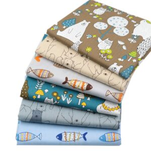 6pcs cartoon prined 18" x 22" fat quarters fabric bundles for patchwork quilting,pre-cut quilt squares for diy sewing patterns crafts