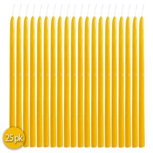 Hyoola Thin Beeswax Taper Candles - 25 Pack - Handmade, All Natural, 100% Pure Scented Bee Wax Candle - Tall, Decorative, Golden Yellow - 6” Tall - Handmade in The USA