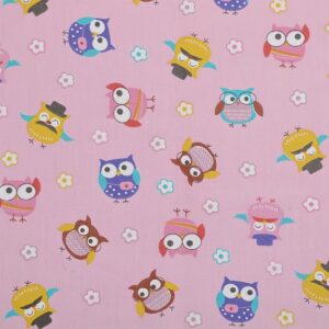 7Pcs Cartoon Owls Prined 18" x 22" Fat Quarters Fabric Bundles for Patchwork Quilting,Pre-Cut Quilt Squares for DIY Sewing Patterns Crafts