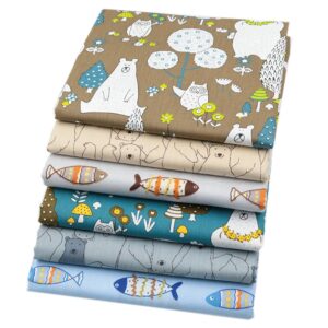 6Pcs Cartoon Prined 18" x 22" Fat Quarters Fabric Bundles for Patchwork Quilting,Pre-Cut Quilt Squares for DIY Sewing Patterns Crafts