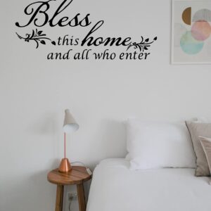 Decaltor Bless This Home and All who Enter - Vinyl Wall Decal Entryway Living Room Décor Art Letters Quotes Stencil