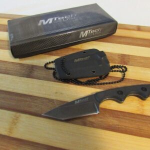 M-Tech 673 Neck Knife Black Stoashed Blade 5" G-10