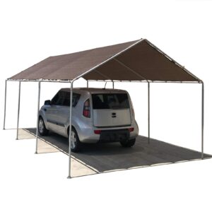 alion home waterproof poly tarp carport canopy replacement garage shelter cover w ball bungees for low & medium peak(frame not included) (12' x 16', white)