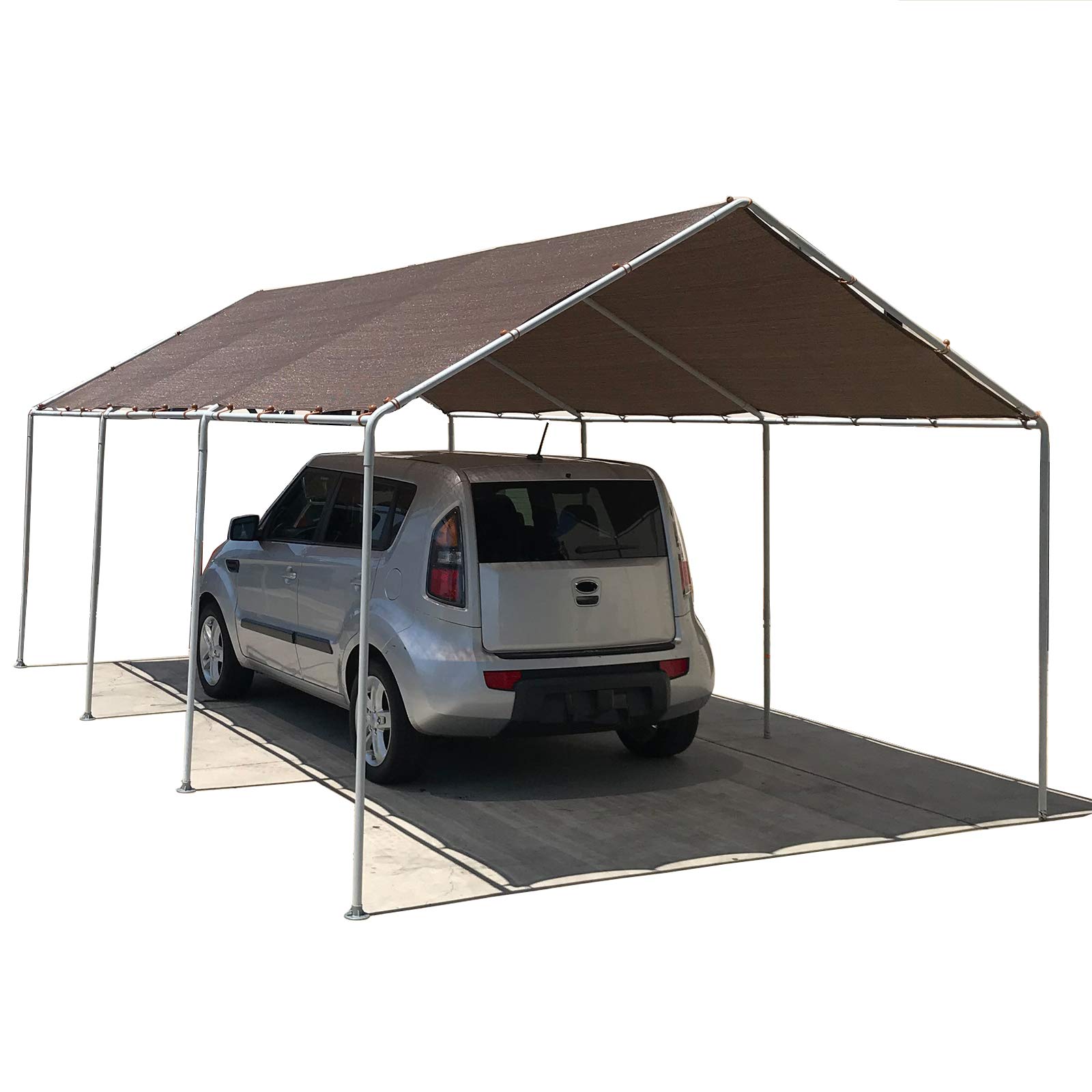 Alion Home Waterproof Poly Tarp Carport Canopy Replacement Garage Shelter Cover w Ball Bungees for Low & Medium Peak(Frame Not Included) (12' x 16', White)