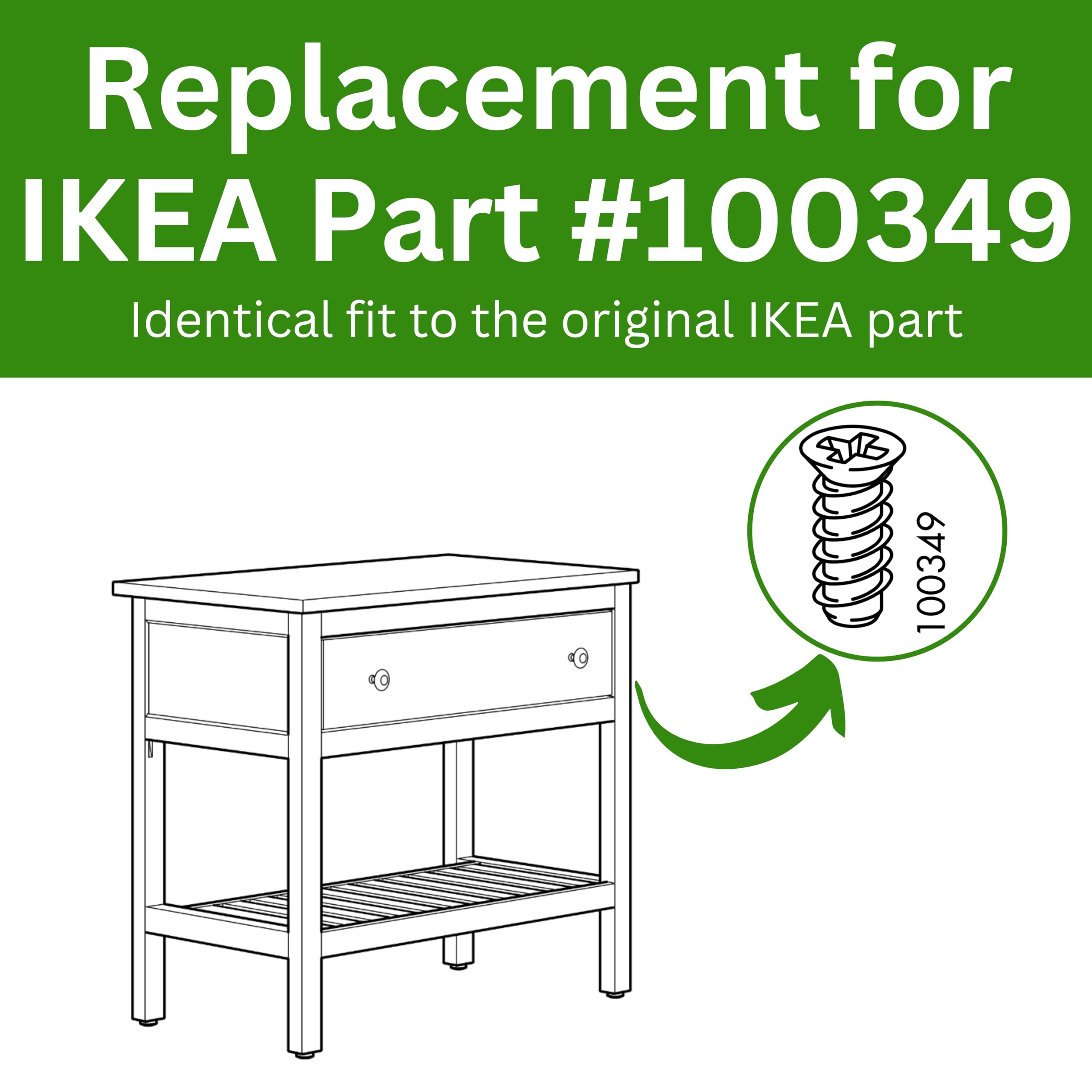 Spare Hardware Parts Drawer, Bookcase, Desk, Shelf Screws (Replacement for IKEA Part #100349) (Pack of 20)