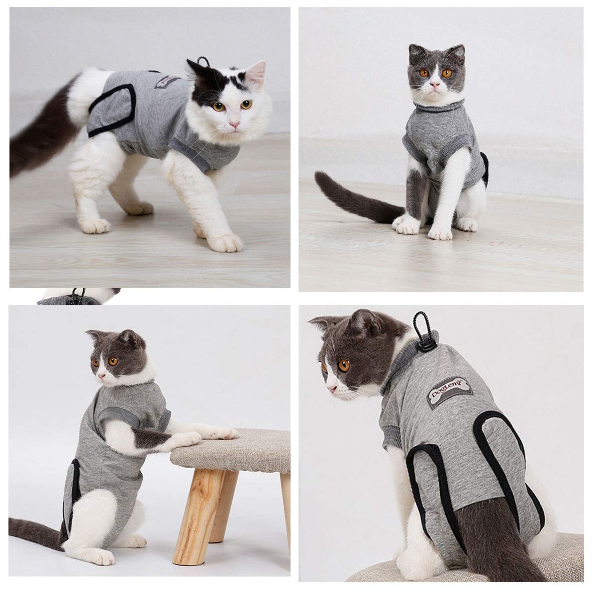 Bonaweite Cat Recovery Suit, Cat Onesie for Cats After Surgery, Cat Surgical Recovery Suit Male Female Neuter, Cat Pajamas Body Suit Post Surgery, Kitten Spay E-Collar Cone Alternative Anxiety Vest