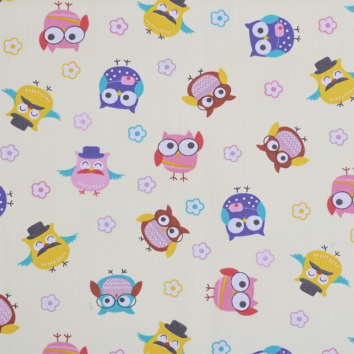 7Pcs Cartoon Owls Prined 18" x 22" Fat Quarters Fabric Bundles for Patchwork Quilting,Pre-Cut Quilt Squares for DIY Sewing Patterns Crafts