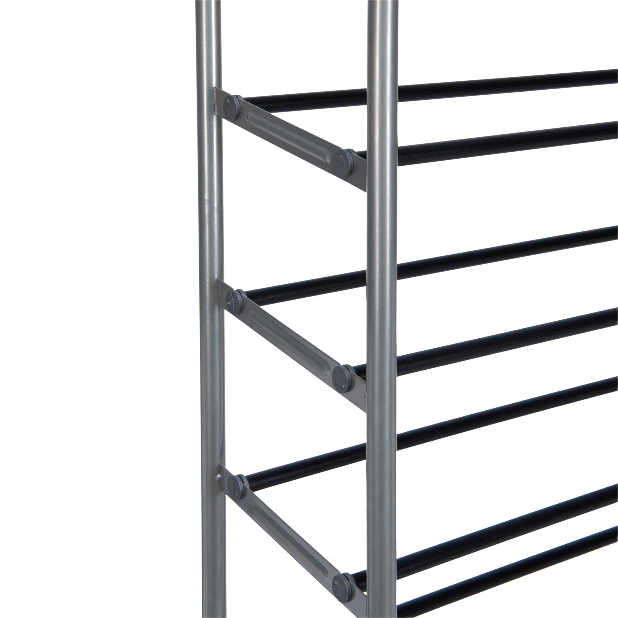 Simplify 10 Tier Mobile Shoe Rack | 40 Pairs Shoes | Free Standing | Wheels | Closet Storage | Bedroom Organization | Sneakers | Heels | Boots | Grey