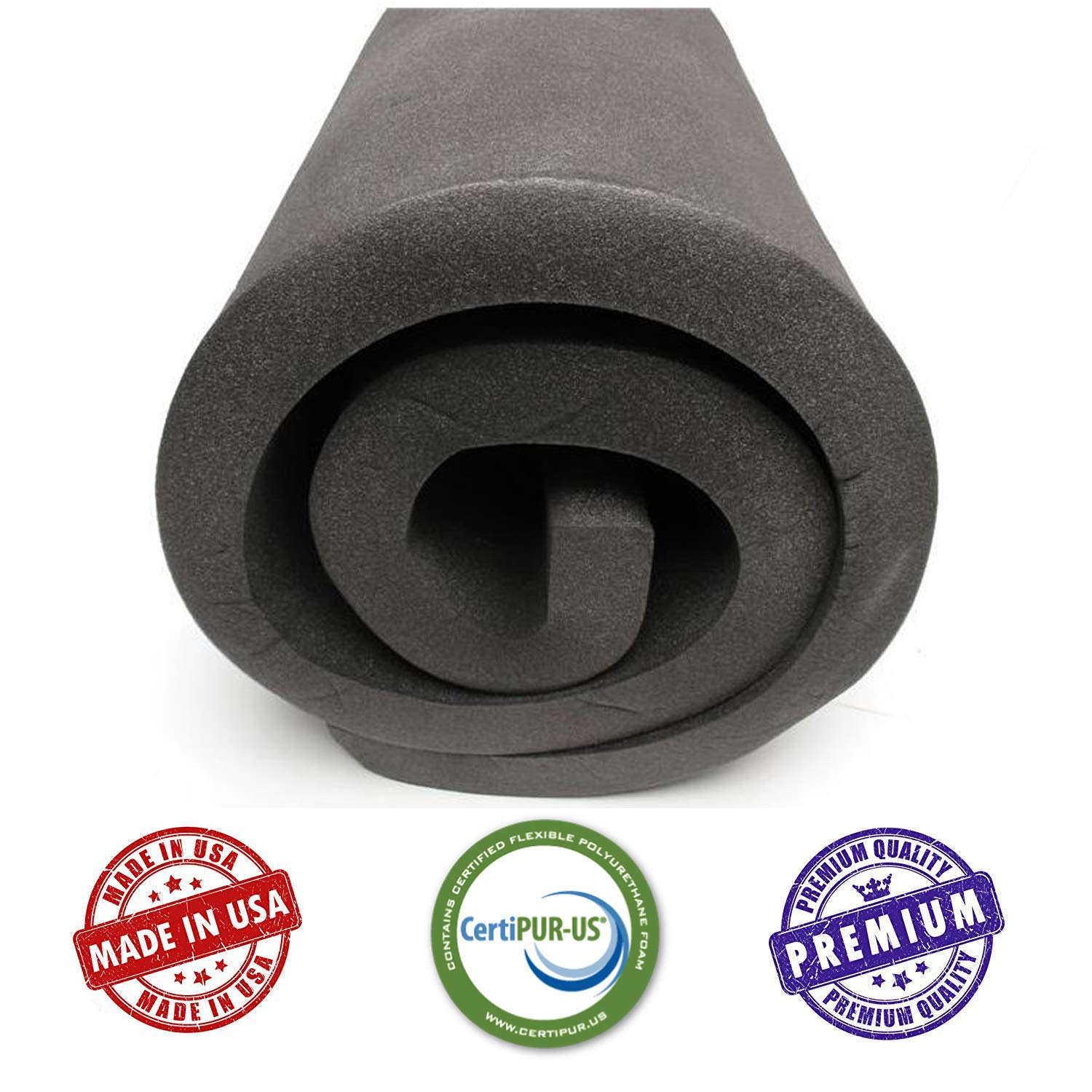 AKTRADING CO. 2" H X 24" W X 72" L CertiPUR-US Certified Rubber Foam Sheet Cushion (Seat Replacement, Upholstery Sheet, Foam Padding, Acoustic Foam Sheet)