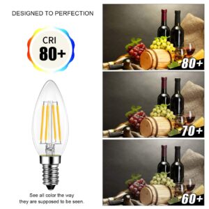 LVWIT B11 LED Edison Filament Bulb Dimmable 4.5W (60W Equivalent), E12 Candelabra Base 2700K Warm White Candle Light Bulb, UL-Listed (12 Pack)