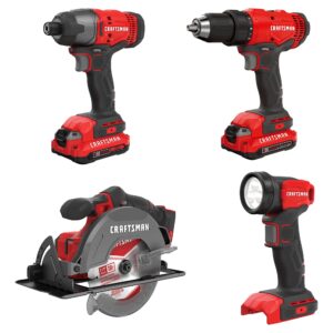 craftsman v20 max power tool combo kit, 4-tool cordless power tool set (cmck401d2am)