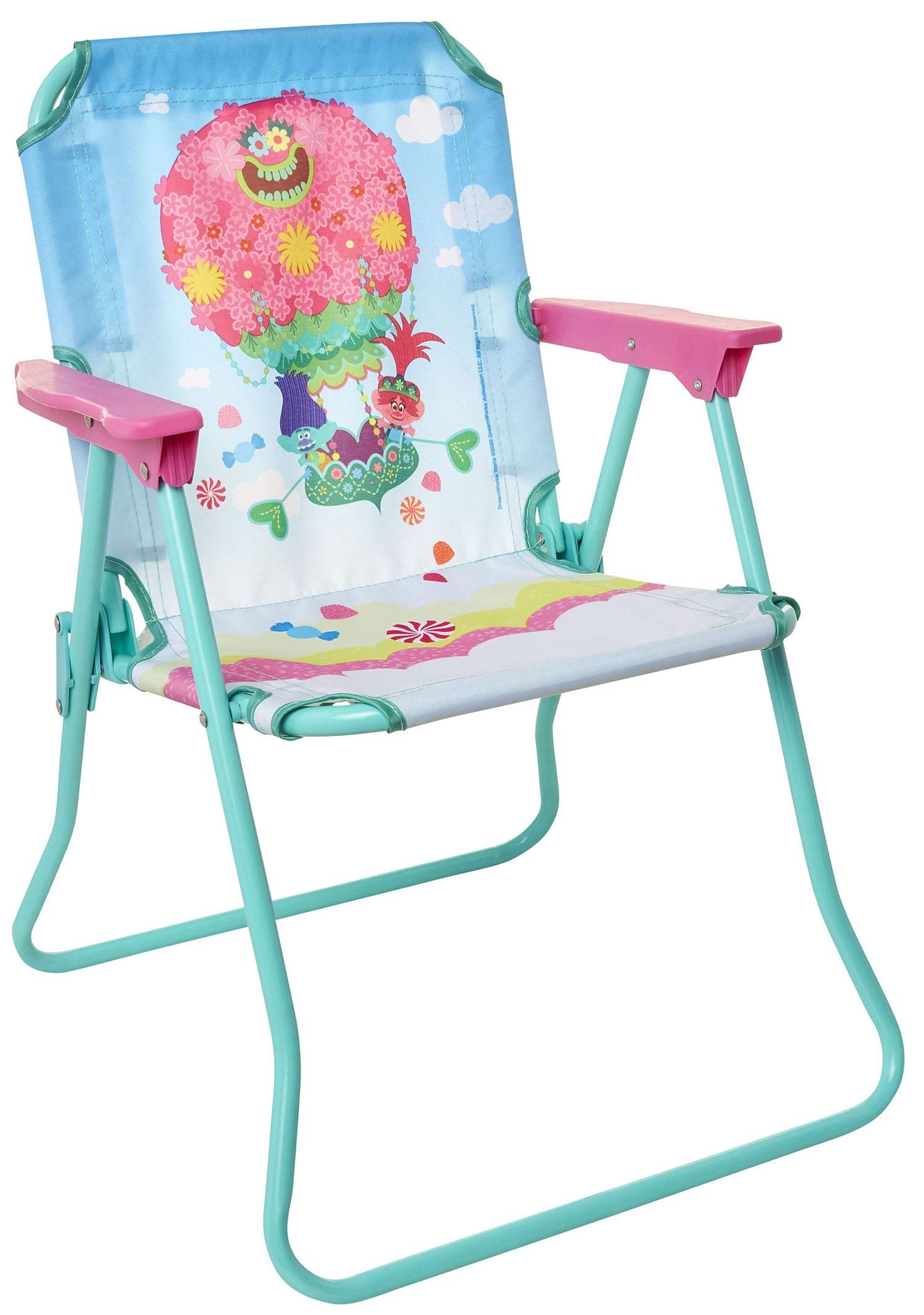 DreamWorks Trolls 2 Patio Chair for Kids, Portable Folding Park Lawn Chairs