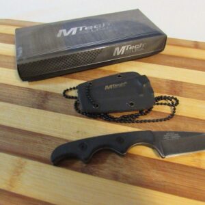 M-Tech 673 Neck Knife Black Stoashed Blade 5" G-10