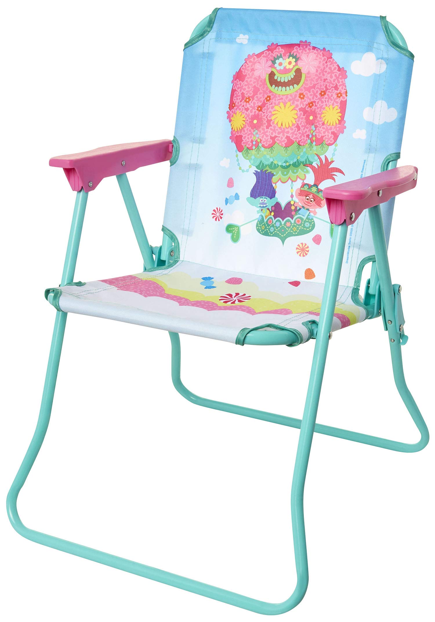 DreamWorks Trolls 2 Patio Chair for Kids, Portable Folding Park Lawn Chairs