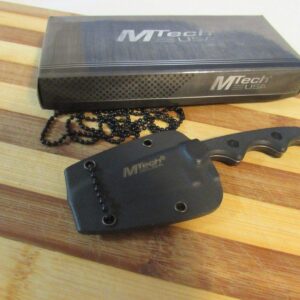 M-Tech 673 Neck Knife Black Stoashed Blade 5" G-10