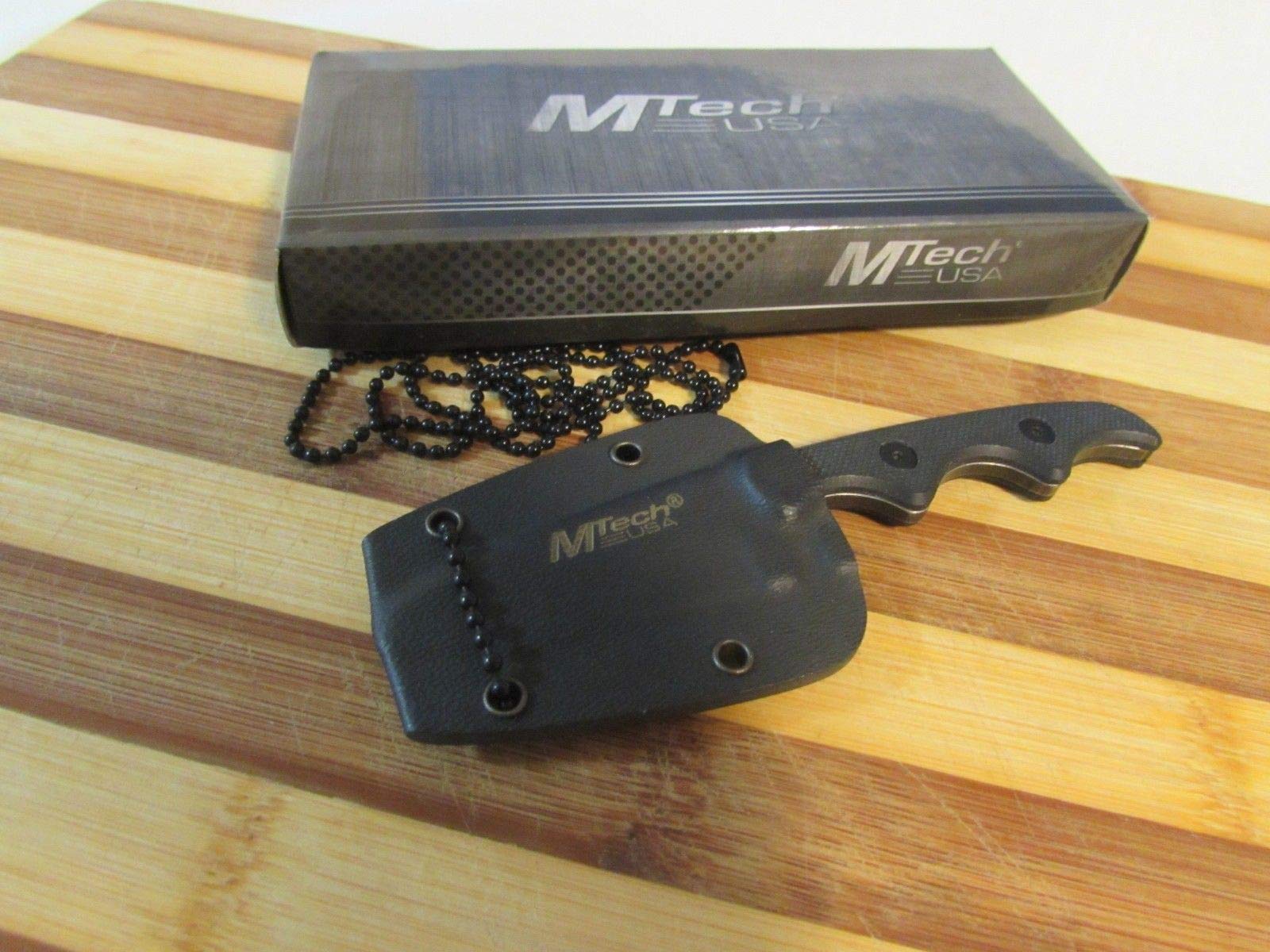 M-Tech 673 Neck Knife Black Stoashed Blade 5" G-10