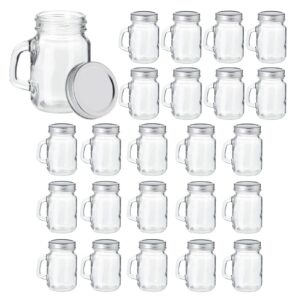 juvale 24 pack 4 oz mason jars with lids, mini glass jars with metal lids and handles for arts and crafts, diy projects