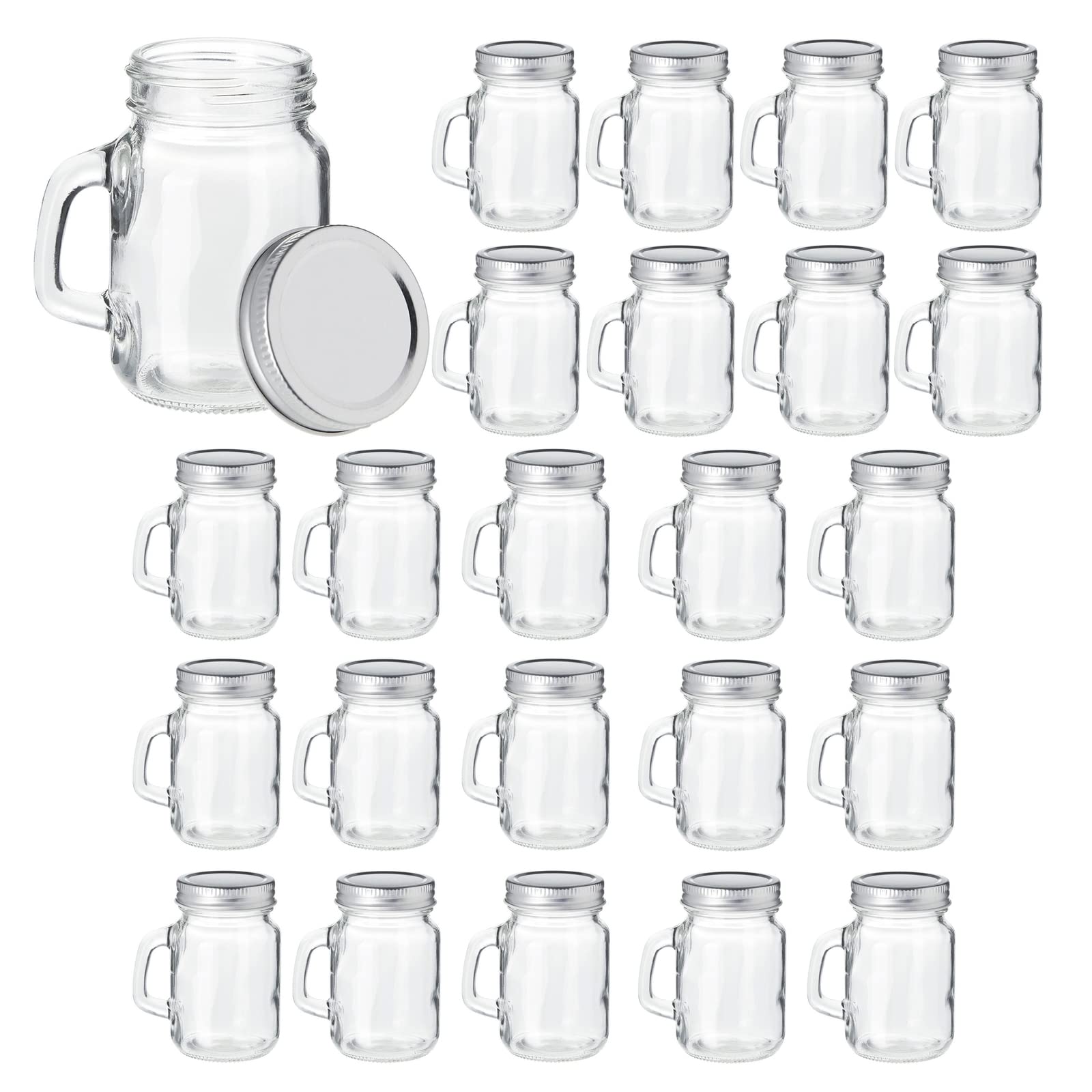 Juvale 24 Pack 4 oz Mason Jars with Lids, Mini Glass Jars with Metal Lids and Handles for Arts and Crafts, DIY Projects