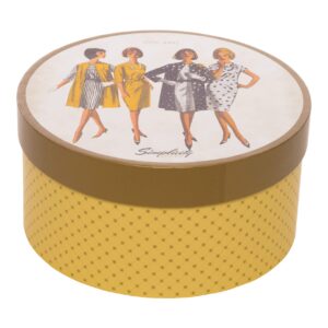 simplicity vintage fashion 1960's round sewing storage box, 7.25'' w x 7.25'' l x 3.75'' h