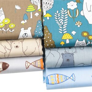 6Pcs Cartoon Prined 18" x 22" Fat Quarters Fabric Bundles for Patchwork Quilting,Pre-Cut Quilt Squares for DIY Sewing Patterns Crafts