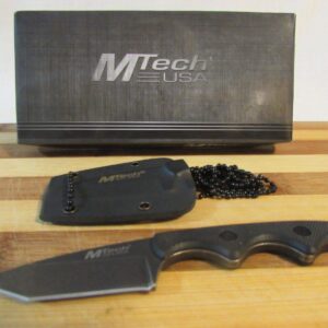 M-Tech 673 Neck Knife Black Stoashed Blade 5" G-10