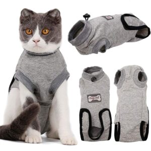 bonaweite cat recovery suit, cat onesie for cats after surgery, cat surgical recovery suit male female neuter, cat pajamas body suit post surgery, kitten spay e-collar cone alternative anxiety vest