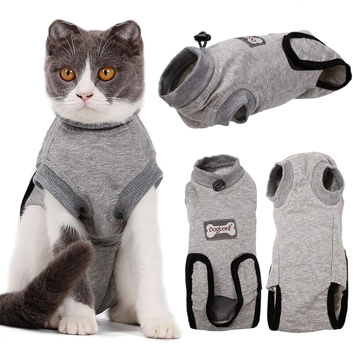 Bonaweite Cat Recovery Suit, Cat Onesie for Cats After Surgery, Cat Surgical Recovery Suit Male Female Neuter, Cat Pajamas Body Suit Post Surgery, Kitten Spay E-Collar Cone Alternative Anxiety Vest