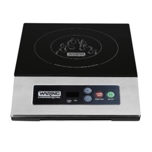 Waring Commercial WIH200 Light Duty Single Induction Range, 10 power settings, Easy-Touch Controls, Durable Tempered Glass Surface, 120V, 1800W, 5-15 Phase Plug, Multicolor