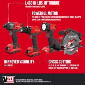 CRAFTSMAN V20 MAX Power Tool Combo Kit, 4-Tool Cordless Power Tool Set (CMCK401D2AM)