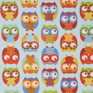 7Pcs Cartoon Owls Prined 18" x 22" Fat Quarters Fabric Bundles for Patchwork Quilting,Pre-Cut Quilt Squares for DIY Sewing Patterns Crafts