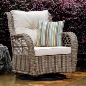 Tortuga Outdoor Rio Vista Swivel Glider, Single Chair, Sandstone Wicker and Cushions