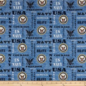 military navy heather allover multi, fabric by the yard