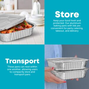 8x8 Disposable Aluminum Pans With Lids - 20 Pack Foil Pans For Cooking, Baking Cakes, Roasting & Homemade Breads - Disposable Food Containers With Foil Lids