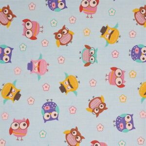 7Pcs Cartoon Owls Prined 18" x 22" Fat Quarters Fabric Bundles for Patchwork Quilting,Pre-Cut Quilt Squares for DIY Sewing Patterns Crafts