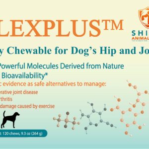 Sheild Animal Health FLEXPLUS for Dog's Hip & Joint. Relieve Pain and Inflammation from Arthritis, Joint Disease, and Muscle Damage. Pharmaceutical Grade.Clinically Proven Absorption.120 Chews. Chicken Flavor. Made in USA