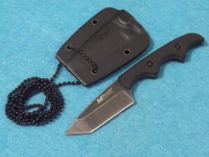 m-tech 673 neck knife black stoashed blade 5" g-10