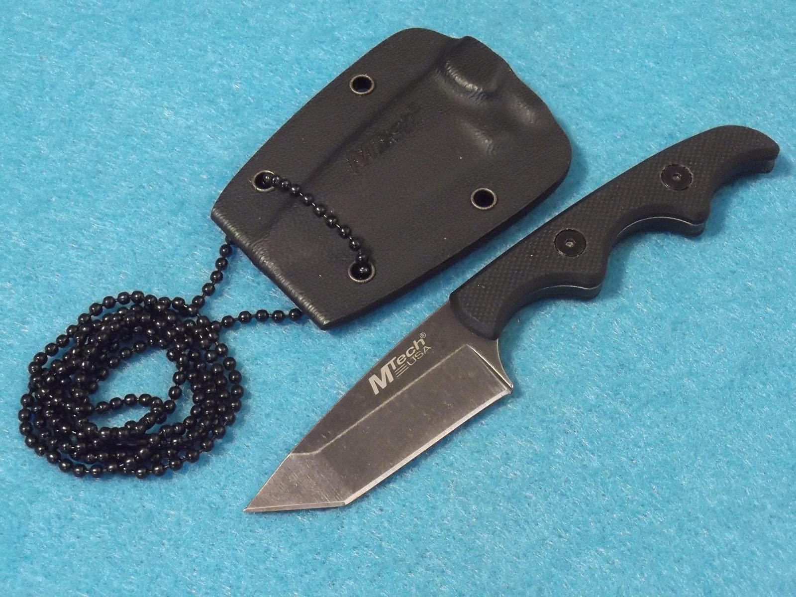 M-Tech 673 Neck Knife Black Stoashed Blade 5" G-10