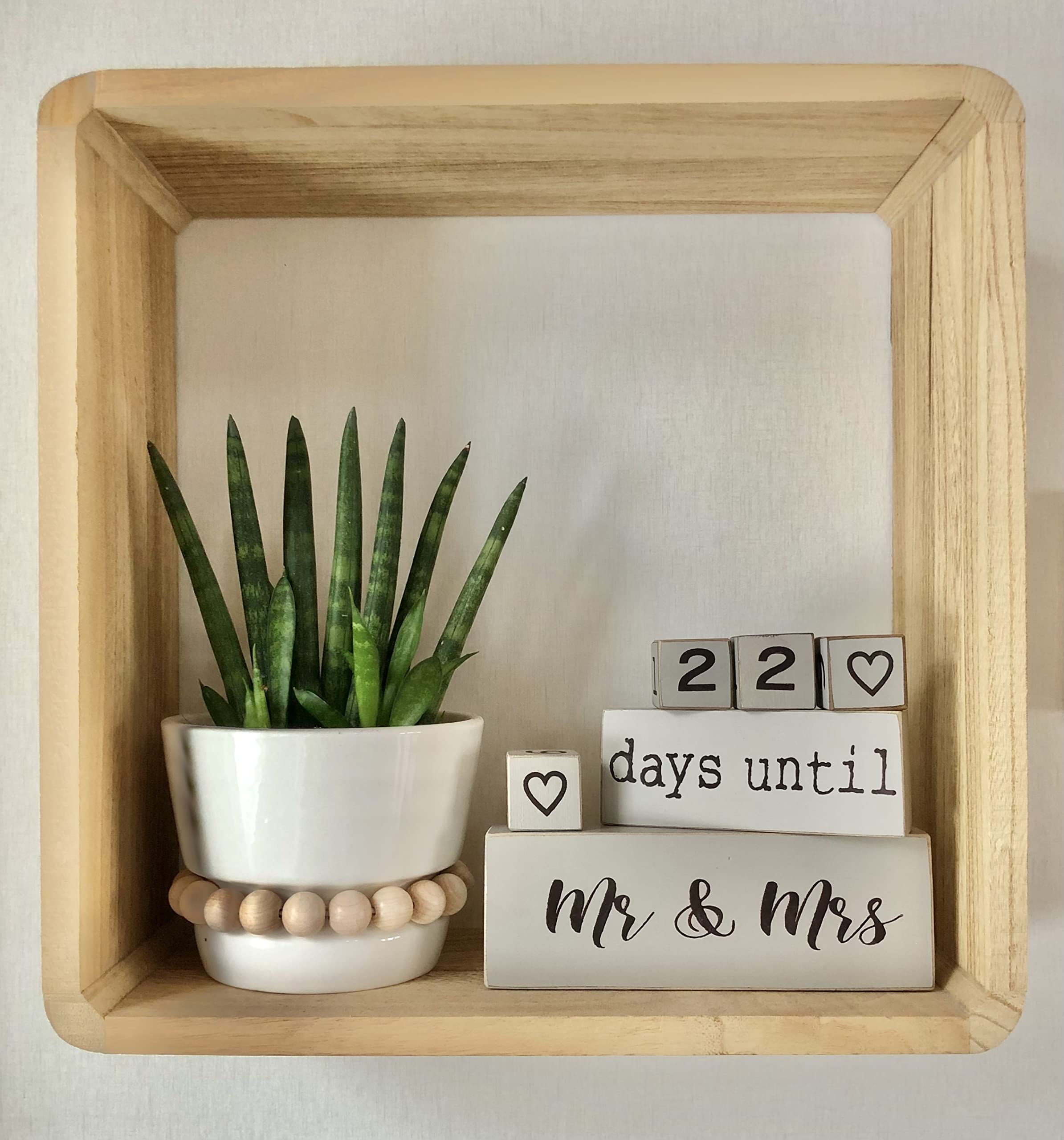 Lillium Wedding Day Countdown Calendar Blocks Sign - Counting Down Days Until Mr & Mrs - Wooden Engagement Gift Set for Engaged Couples – Bridal Shower Gift – Bride to Be – Rustic Gray