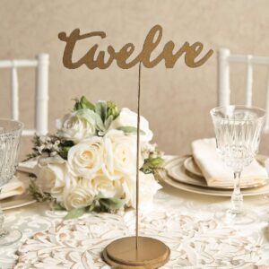 Fun Express Wood Cursive Table Numbers (Gold Set of 1-24) Wooden Calligraphy style for Wedding and Party Events