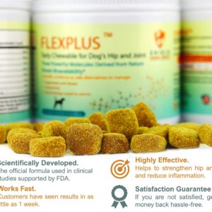 Sheild Animal Health FLEXPLUS for Dog's Hip & Joint. Relieve Pain and Inflammation from Arthritis, Joint Disease, and Muscle Damage. Pharmaceutical Grade.Clinically Proven Absorption.120 Chews. Chicken Flavor. Made in USA