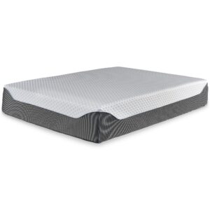 signature design by ashley king size chime elite 14 inch plush green tea & charcoal gel memory foam mattress with micro cool cover